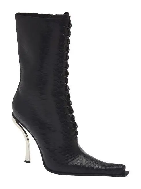 Jeffrey Campbell Rembrandt Pointy Toe Lace-up Boots - Black Snake