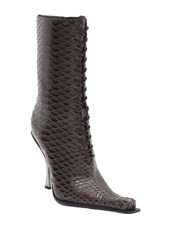 Jeffrey Campbell Rembrandt Pointy Toe Lace-up Boots - Grey Snake