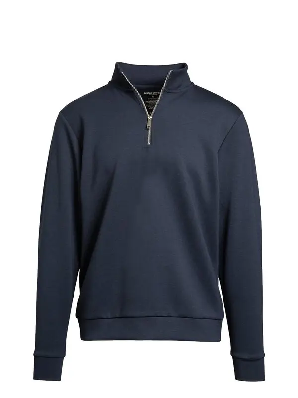 SINGLE STITCH Classic 1/4 Zip Sweatshirt - Deep Navy