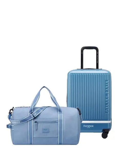 FLORENCE BY MILLS Spin Me Away Expandable Carry-on Spinner & Sweet Escape Duffel 2 Piece Set - Zinc Blue