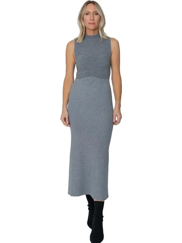 WEST OF Maryline Ribbed Sweater Dress - Grey