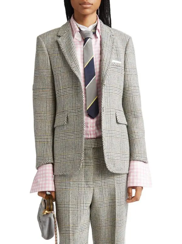 Thom Browne Pow Glen Plaid Tweed Blazer - Black/white