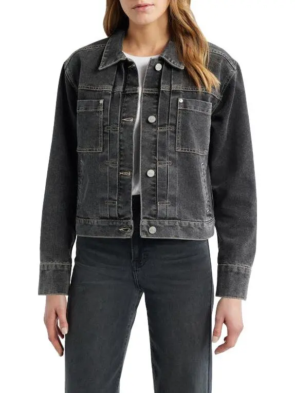 CITY BLUES Pleated Denim Jacket - Black