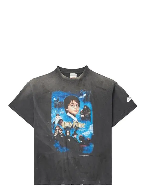 SAINT MXXXXXX Harry Potter Philosopher Stone Printed Tee Shirt - Black