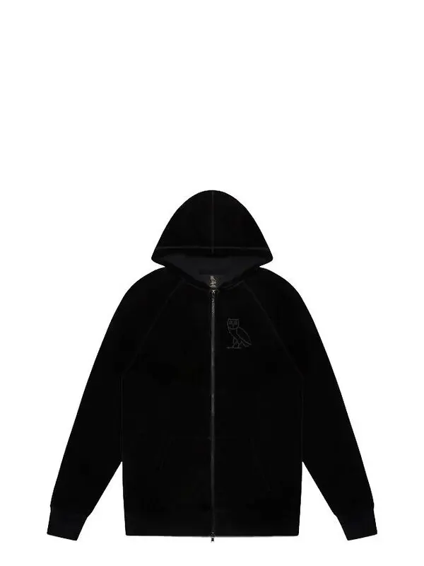 OVO Velour Zip Hoodie - Black