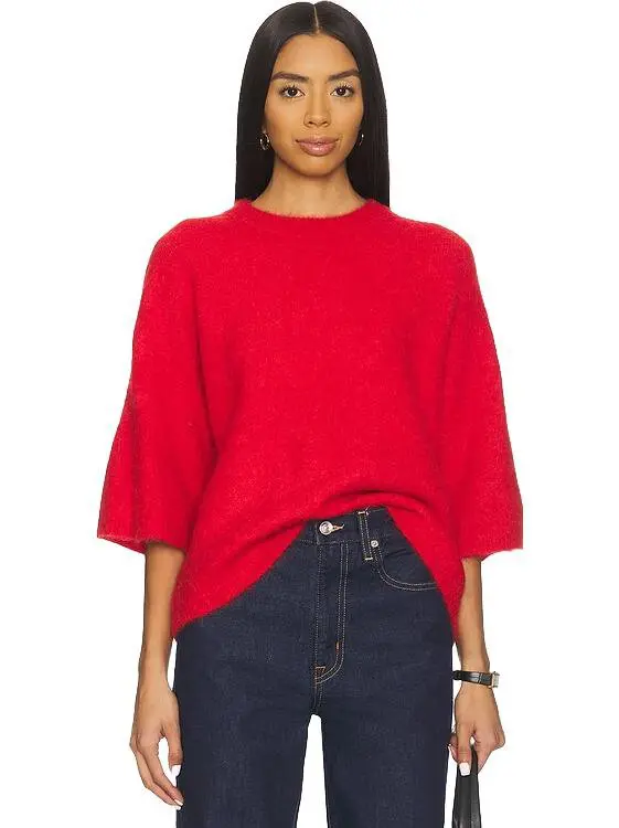 PISTOLA Micah Short Sleeve Crewneck Sweater - Red
