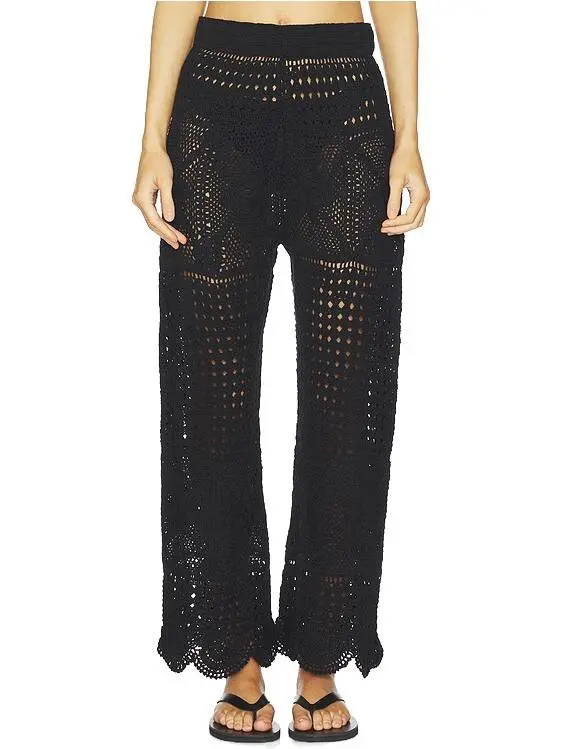 Agua Bendita Quilted Flared Pants - Black