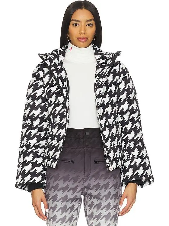 Perfect Moment Houndstooth Padded Down Ski Jacket - Black