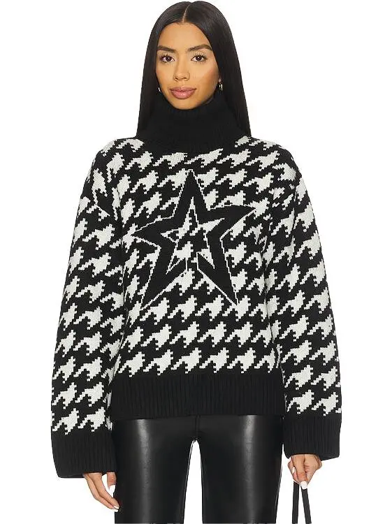 Perfect Moment Chunky Houndstooth Turtleneck Sweater - Black