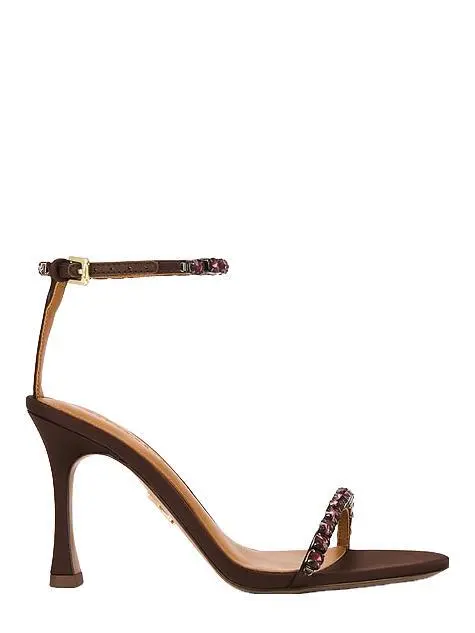 Retrofete Fern Embellished Silk Satin High Heel Sandals - Brown