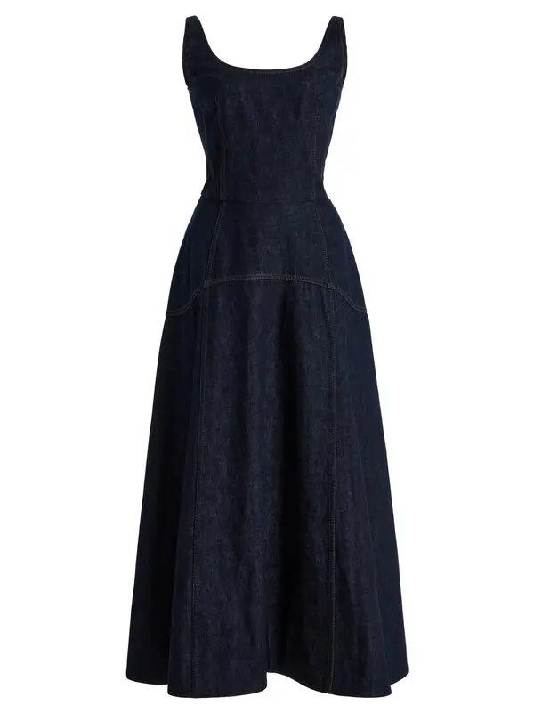 Adam Lippes Veda Denim Midi Dress - Navy