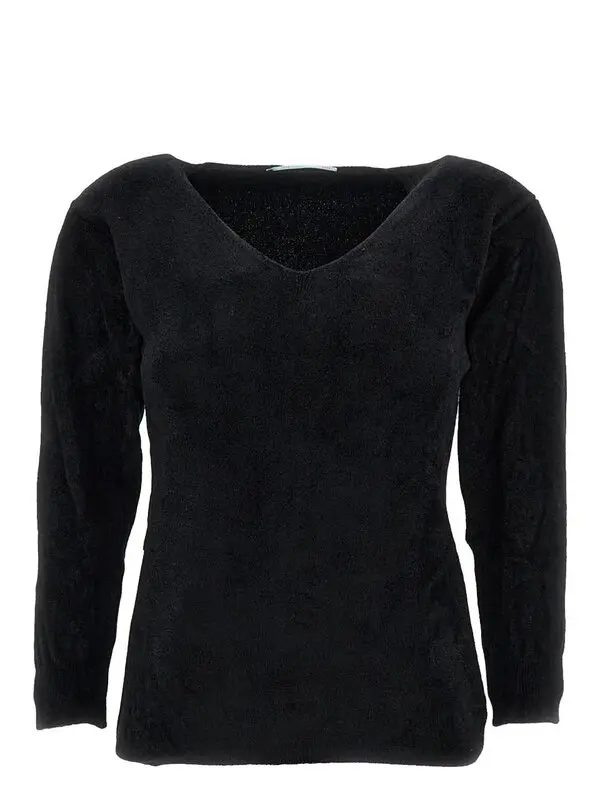 LIVTHELABEL V-neck 3/4 Sleeve Top - Nero