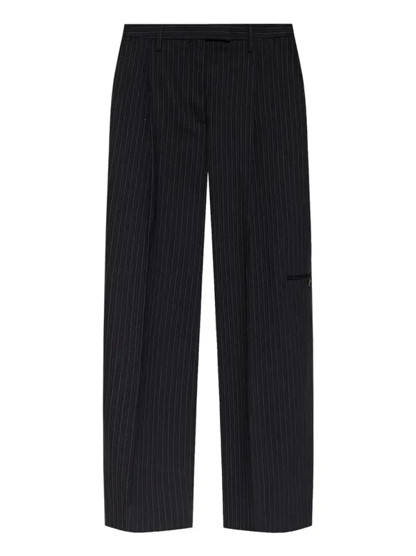 Acne Studios Pinstriped Pleated Trousers - Black