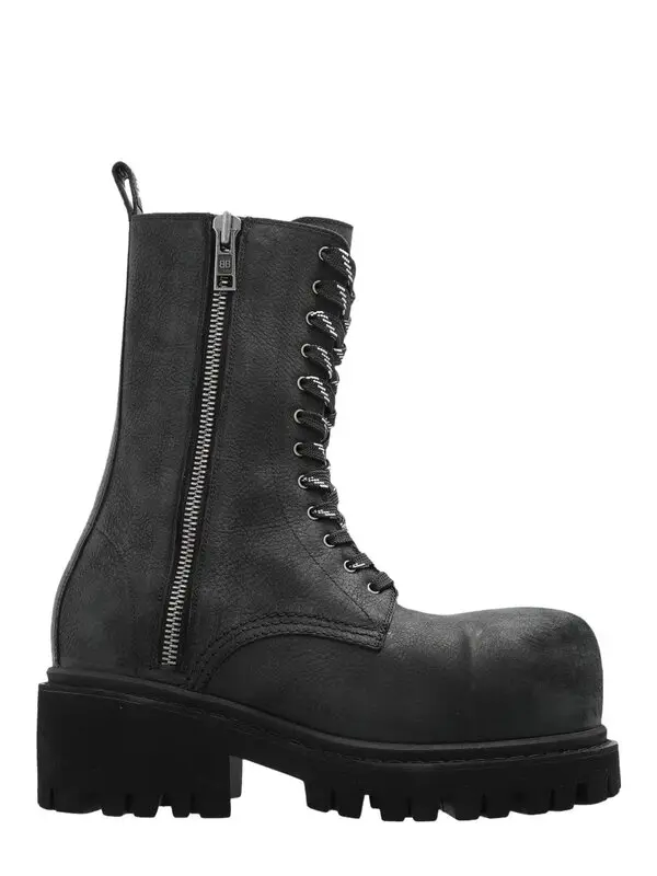Balenciaga Stomper Lace-up Ankle Boots - Black