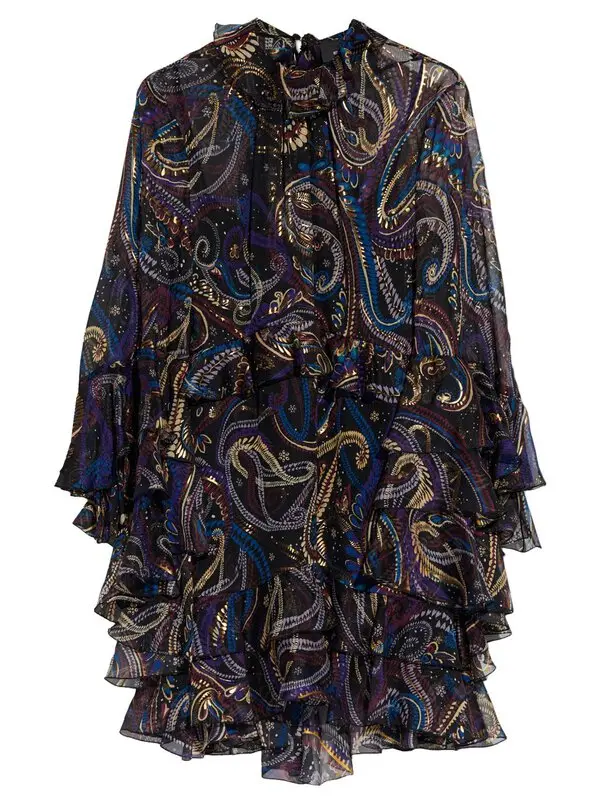 Etro Silk Mini Dress With Ruffles - Multicolour