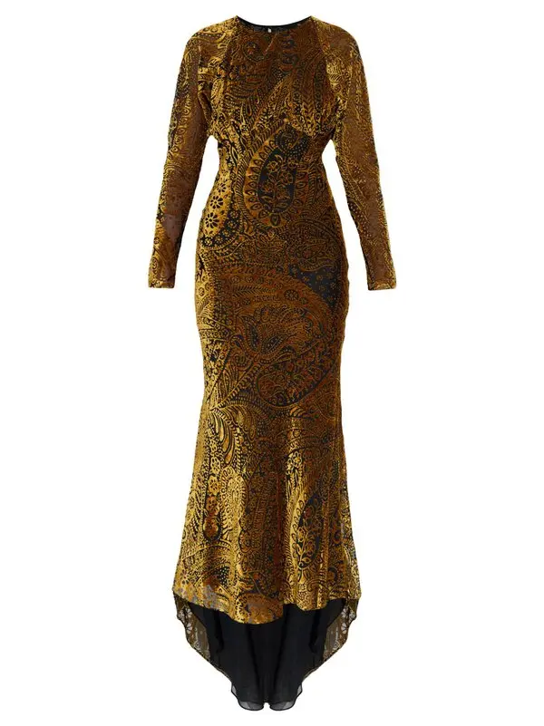 Etro Velvet Pattern Dress - Gold