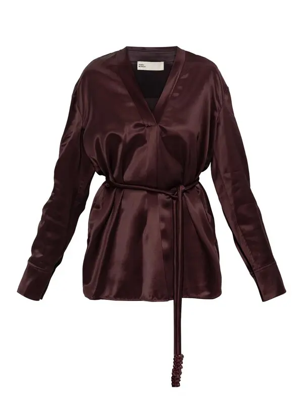 Tory Burch Satin Top With Decorative Cord - Burgundy
