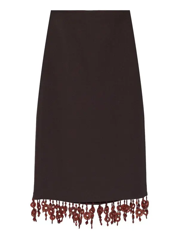 Tory Burch Decoratively Finished Hem Skirt - Brown