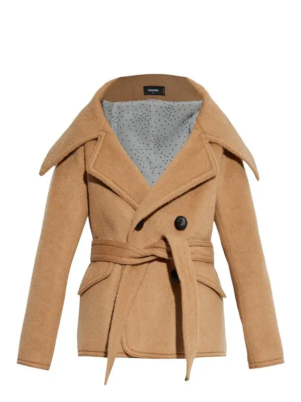 Dsquared2 Wool & Mohair Blend Overcoat - Beige