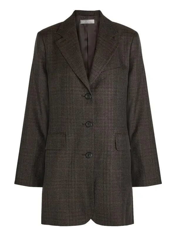 Our Legacy Queens Plaid Jacquard Wool Blazer - Brown