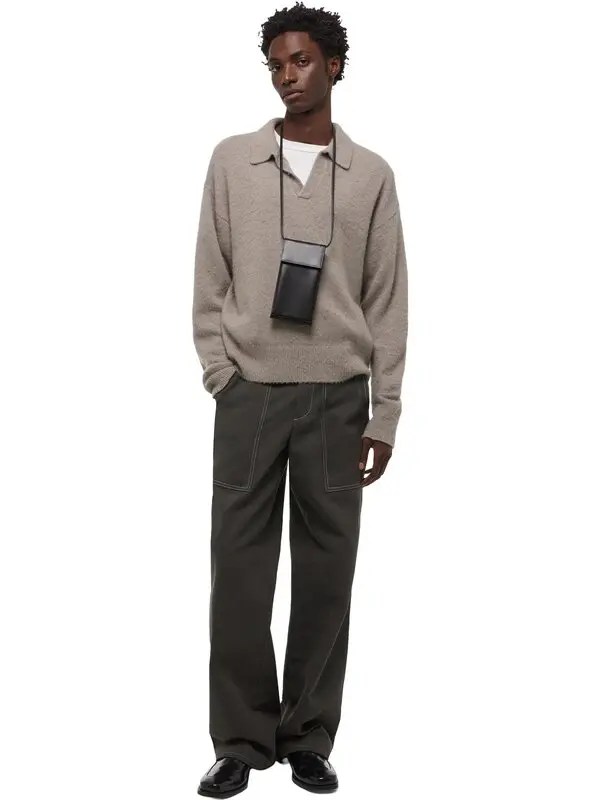 Helmut Lang Brushed Polo Sweater - Fog