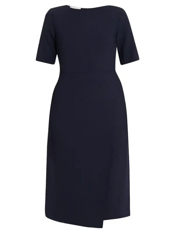 Lafayette 148 New York Faux Wrap Double-faced Wool Midi Dress - Ink