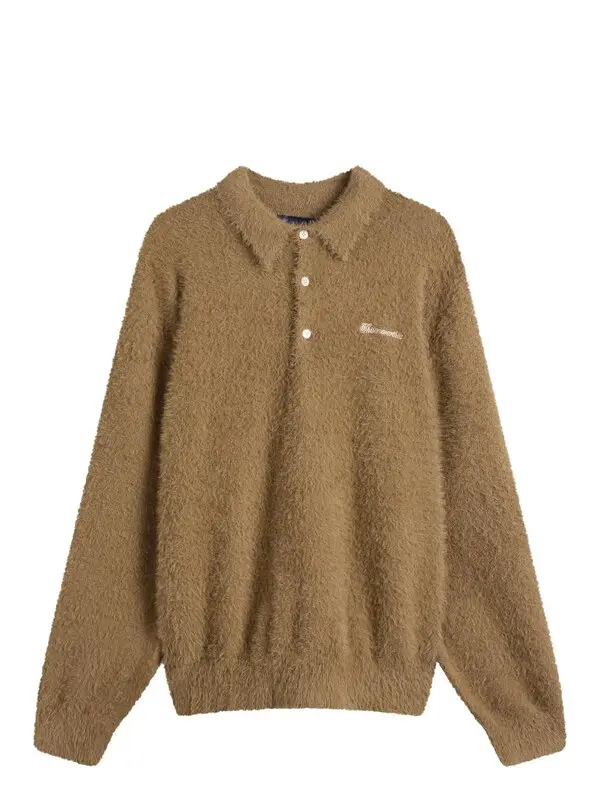 THISISNEVERTHAT Sct-logo Shaggy Knit Polo - Mud