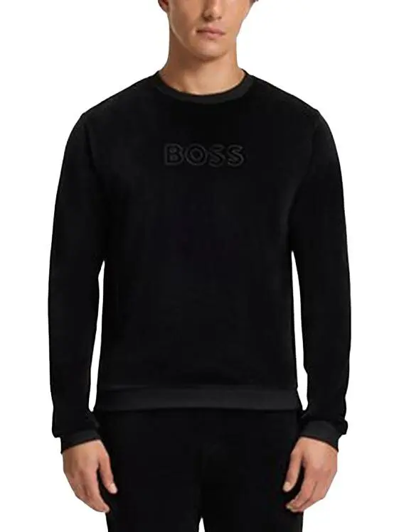 Hugo Boss Velour Sweatshirt - Black