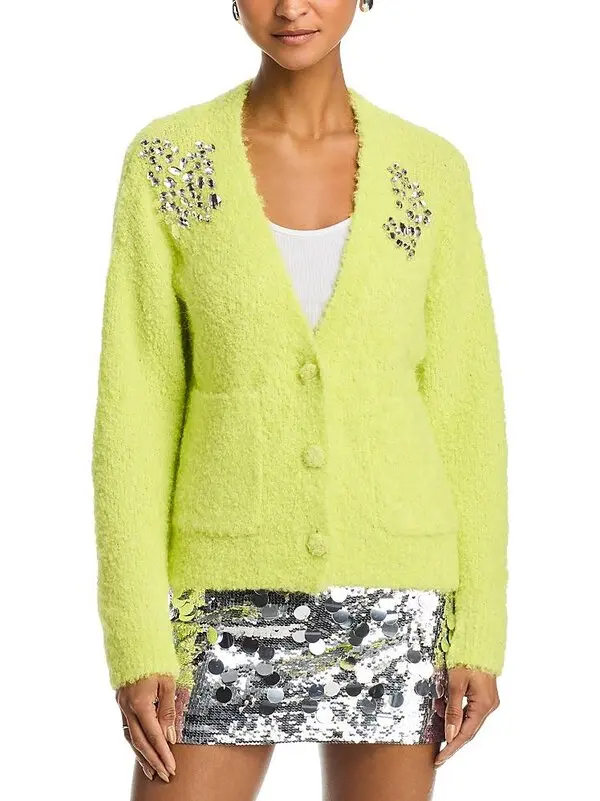 Aqua X Salvatore Rizza Embellished Cropped Cardigan - Daquiri Green