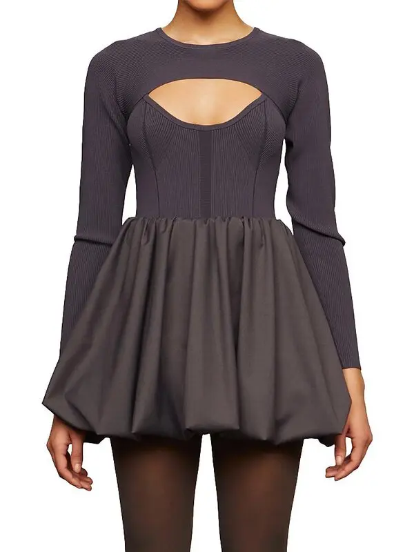 AMUR Madelyn Knit Mini Dress - Dark Suitable Grey