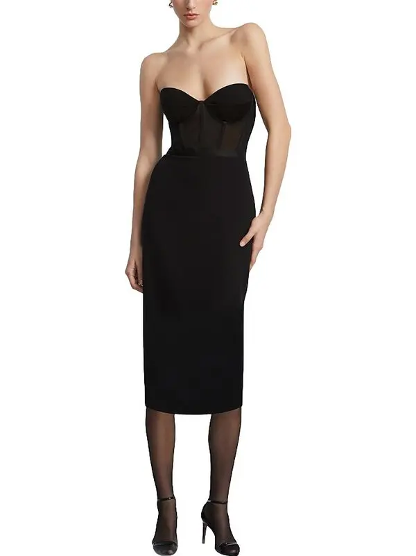 Bcbgmaxazria Satin Strapless Dress - Black