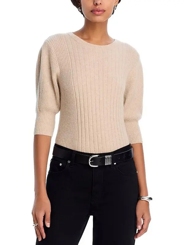 Paige Kato Cashmere Short Sleeve Sweater - Oat