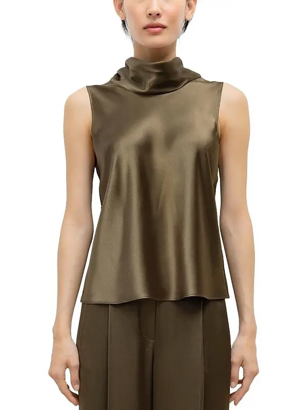 LESET Barb Sleeveless Cowl Neck Top - Olive