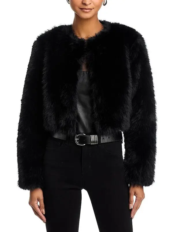 Aqua Faux Fur Bolero Jacket - Black