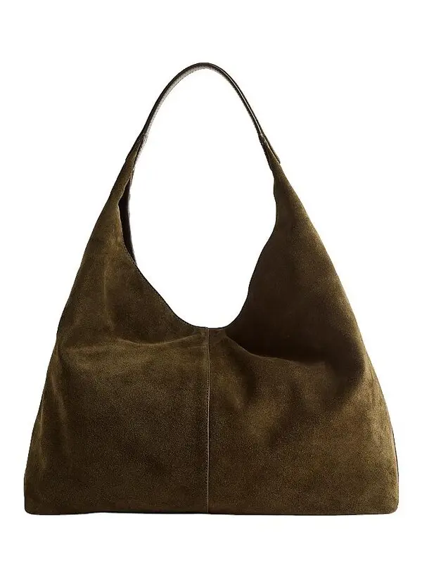Madewell Mylie Large Suede Shoulder Bag - Dark Olive