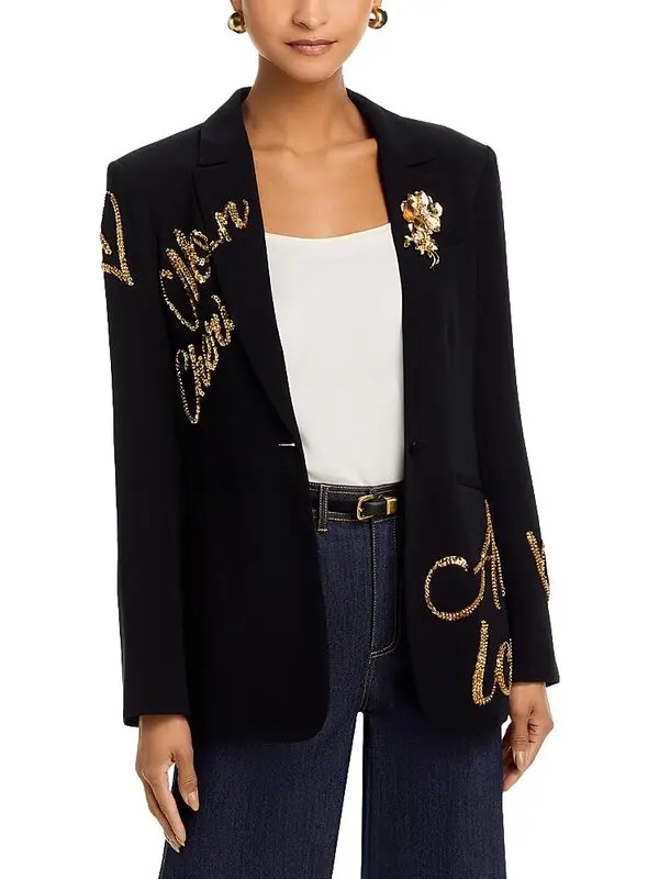 Cinq À Sept Sequinned Graphic Blazer - Black/gold