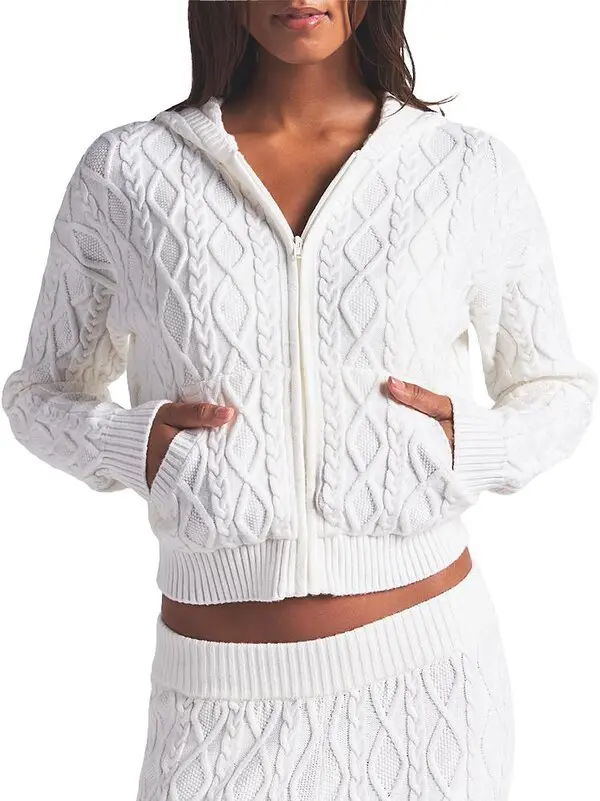 SKIMS Cable Knit Shrunken Hoodie - Ivory