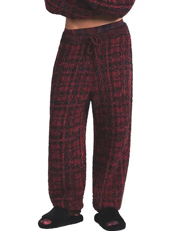 SKIMS Cozy Oversized Joggers - Merlot Navy Plaid