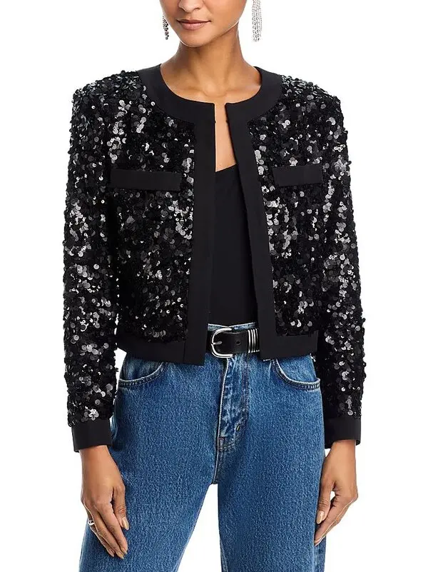 Aqua X Salvatore Rizza Sequined Blazer - Black