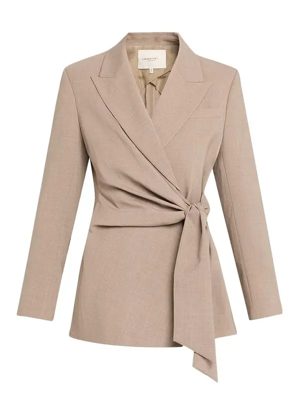 Lafayette 148 New York Wrap-front Stretch Wool Blazer - Hickory Melange