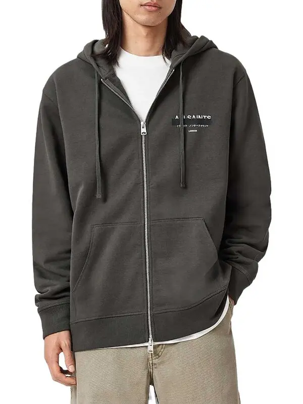 ALLSAINTS Redact Zip Up Hoodie - Washed Black