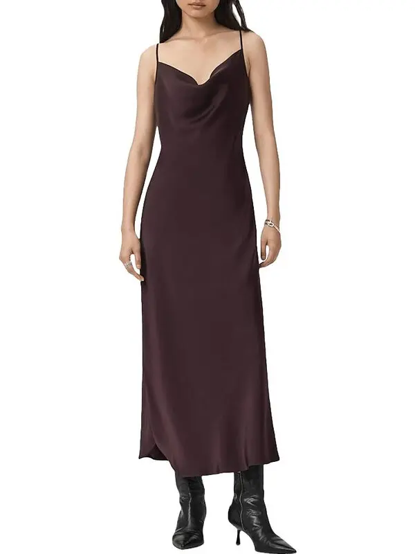ALLSAINTS Hadley Satin Slip Dress - Oxblood Red