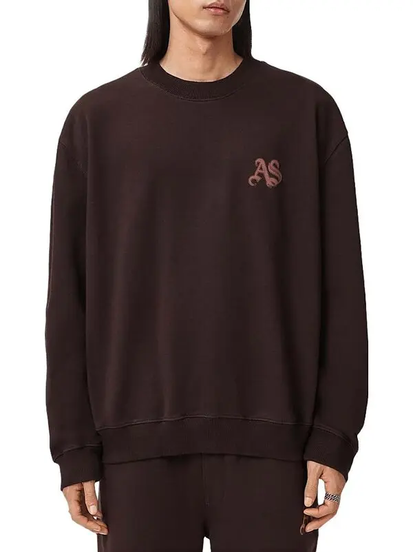 ALLSAINTS Icon Cropped Oversized Crew - Plum Brown