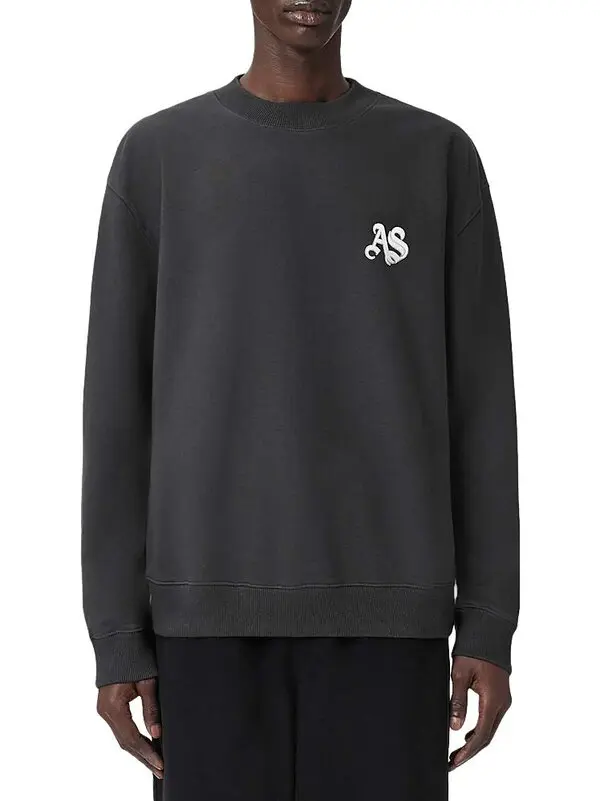 ALLSAINTS Icon Cropped Oversized Crew - Washed Black