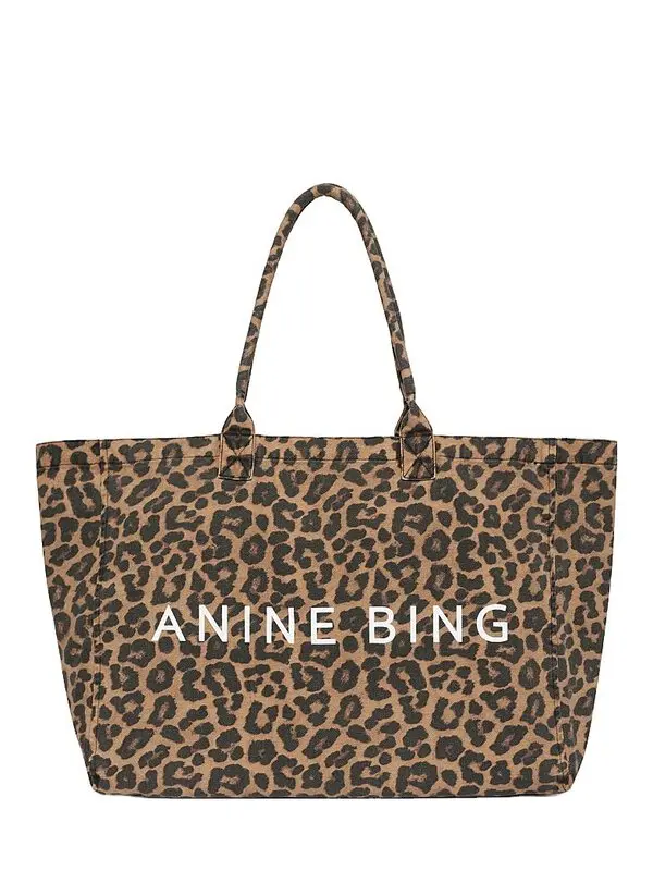 ANINE BING Leo Extra Large Canvas Tote - Leopard