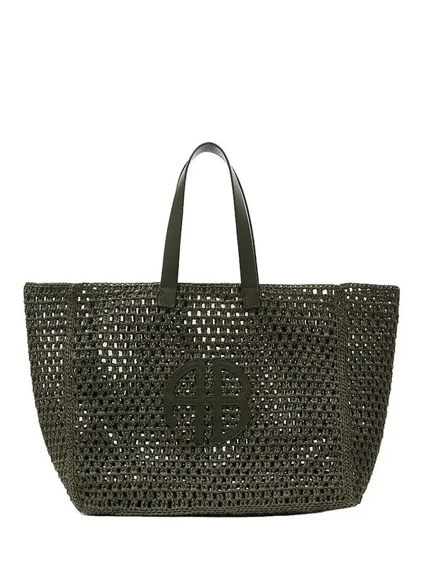 ANINE BING Rio Large Crocheted Tote - Military Green