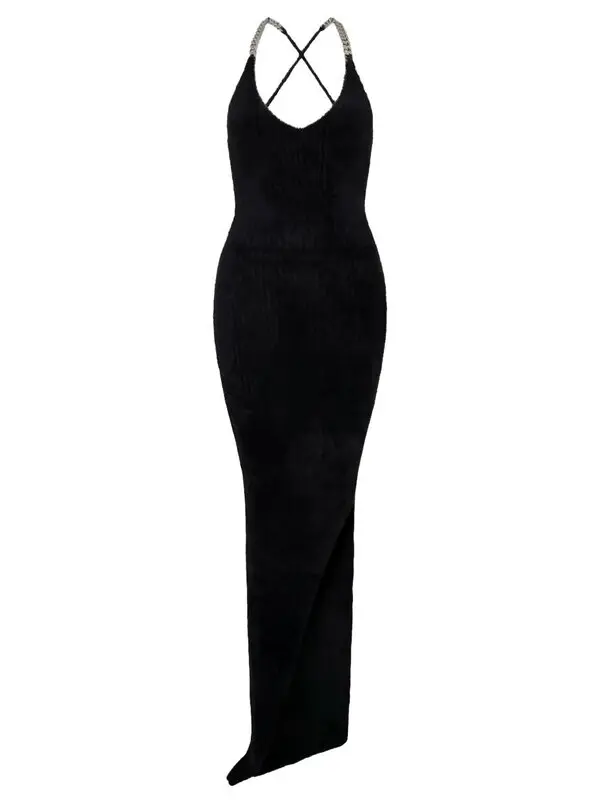 David Koma Chain-strap Asymmetric-hem Dress - Black