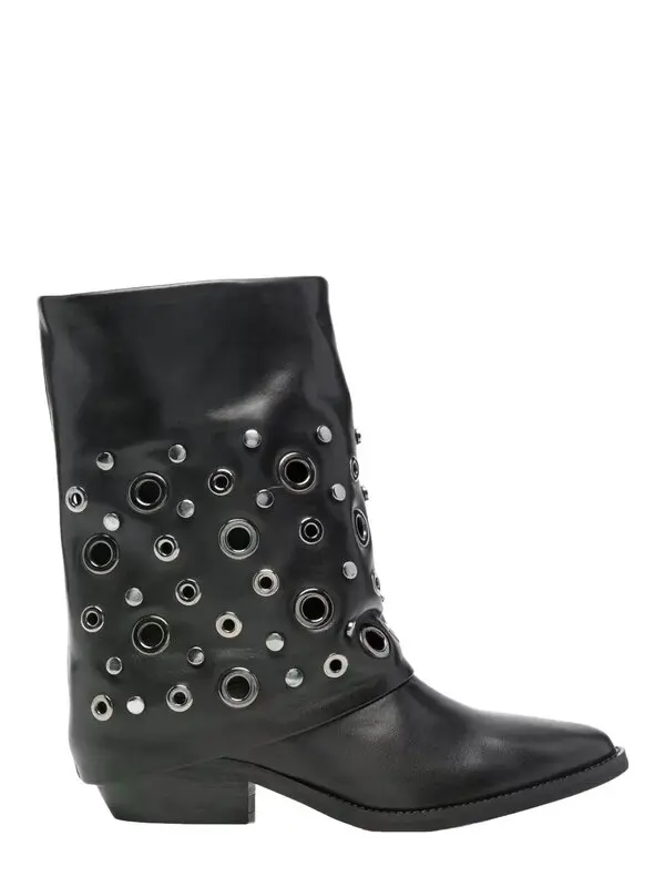 JULIE DEE 40mm Eyelet Pointed-toe Boots - Black