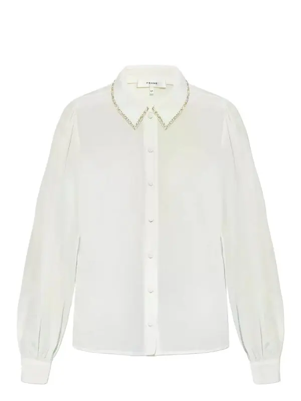 FRAME Embellished Collared Blouse - Neutrals