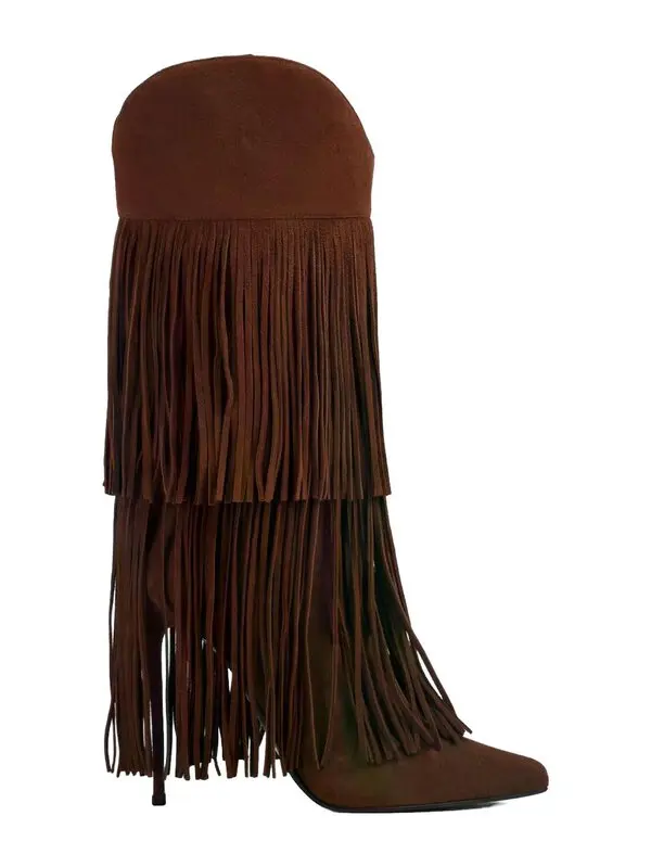 LE SILLA 120mm Andy Fringe Boots - Brown